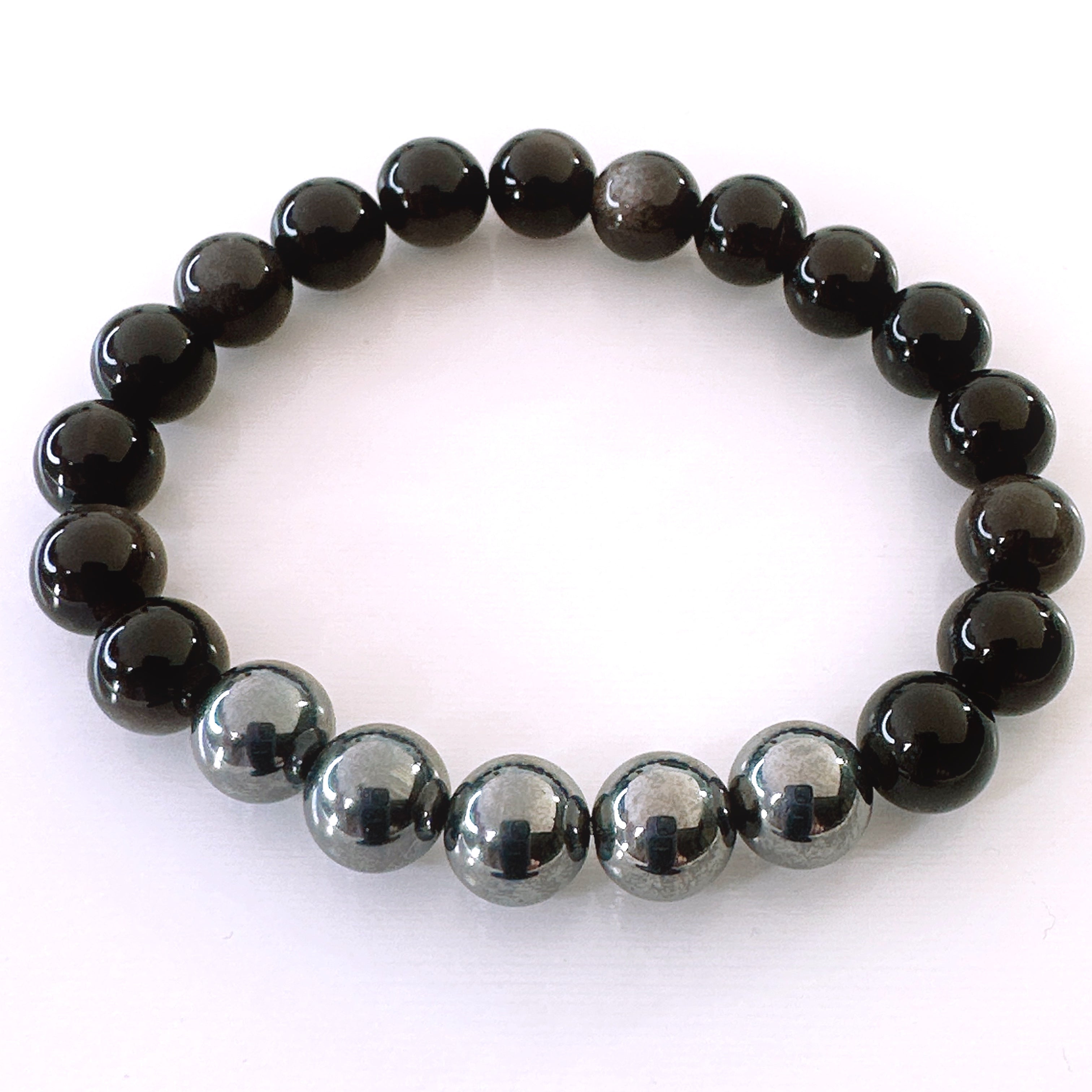 Silver Sheen Obsidian and Terahertz XL 8.5 Inches